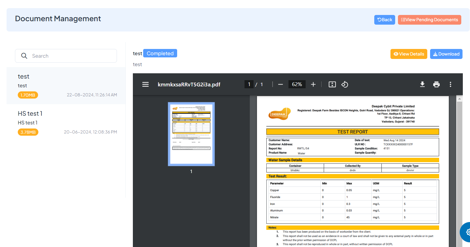 Features - Document Management - LIMS